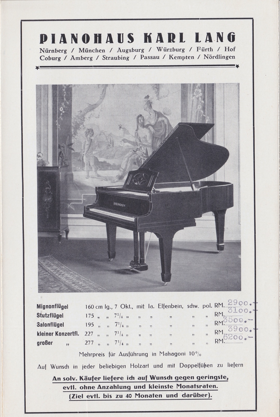 1928 KARL LANG PIANO KATALOG - Faszination Pianola